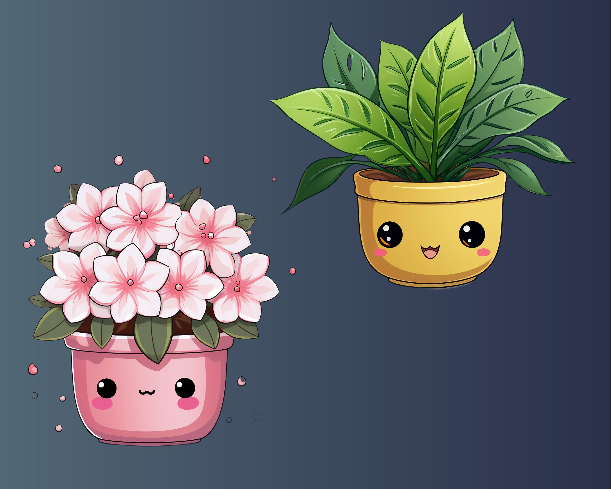 Potted Indoor Plants Kawaii Potted Plants Clipart Potted - Etsy