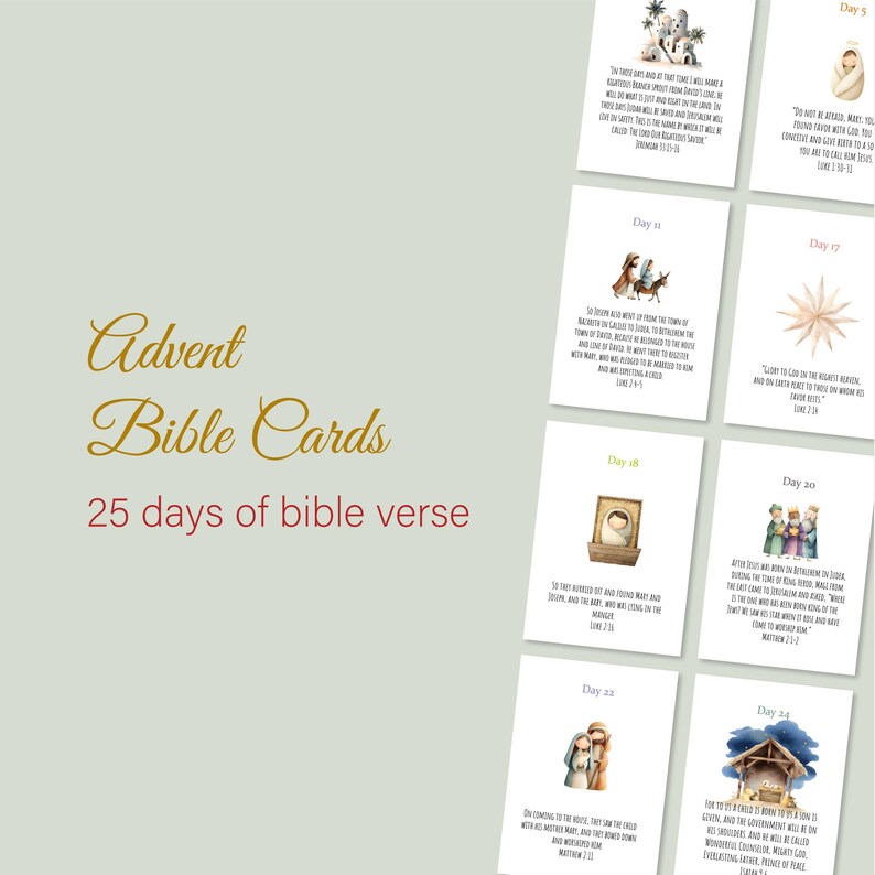 25 Days of Advent Bible Verse Cards for Kids — Printable Christmas ...