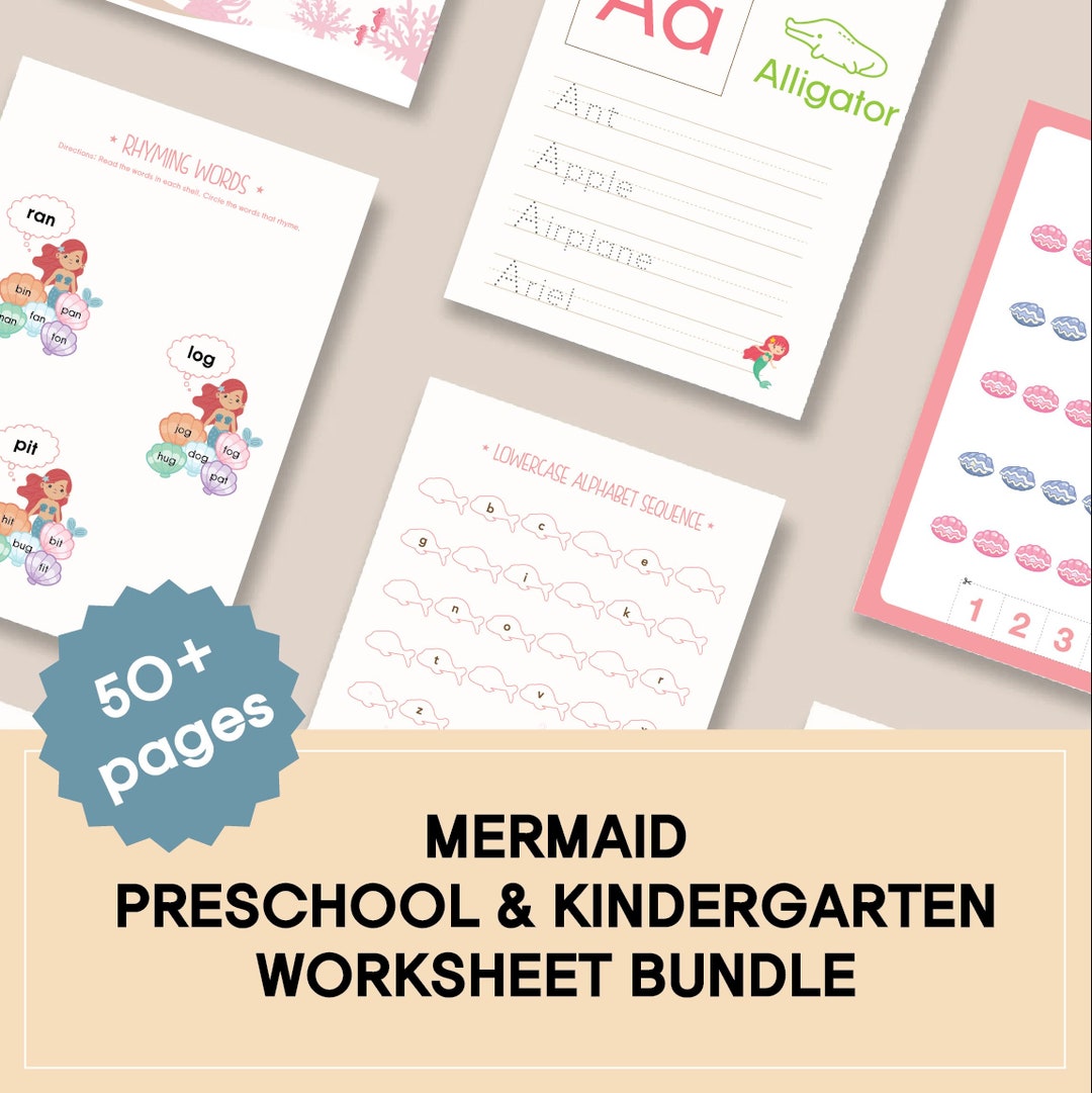 Mermaid Theme Printable Worksheets for Preschool, Pre-k, and ...