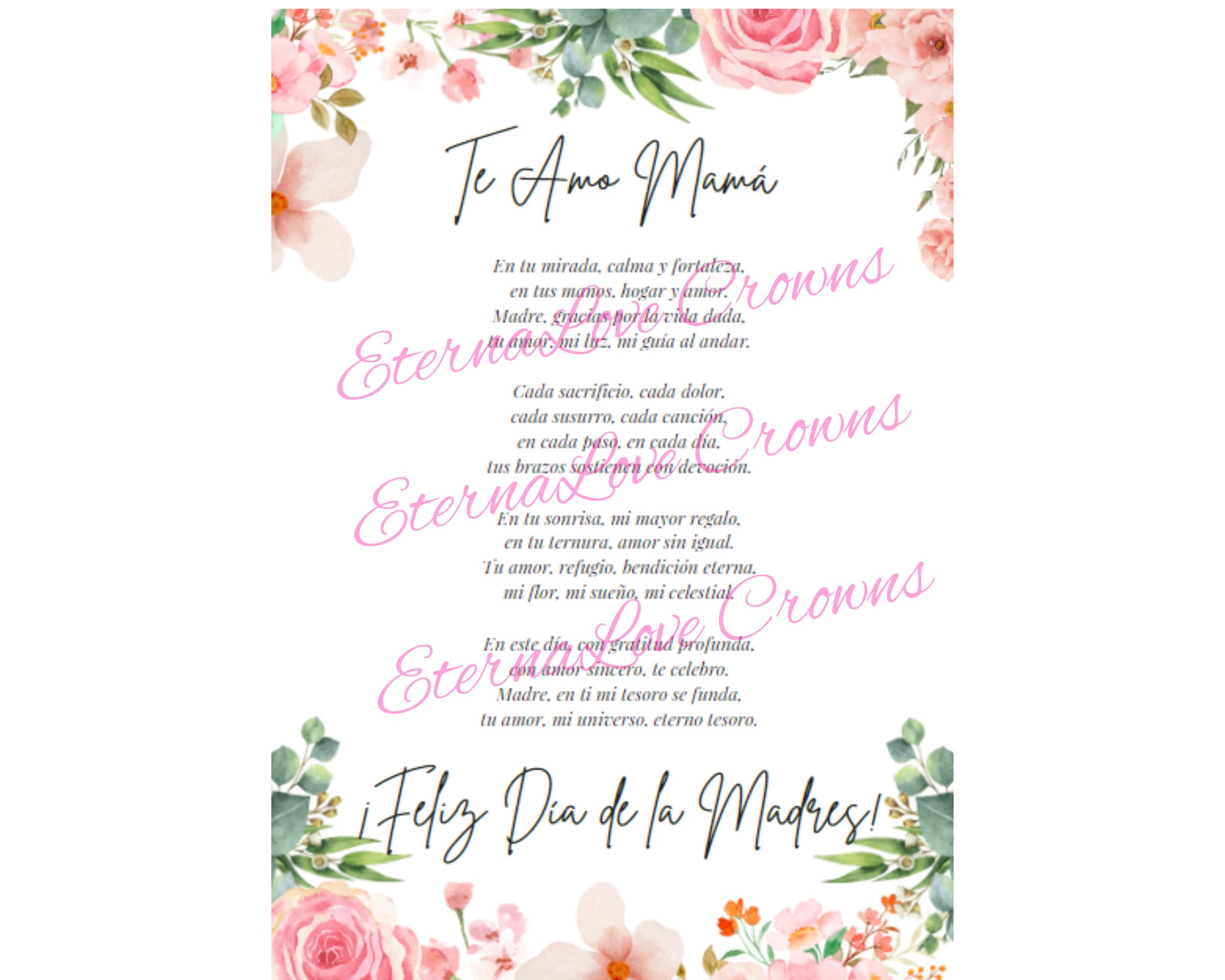 Mother's Day Poem Card in Spanish poema: Feliz Dia De La Madres Instant ...