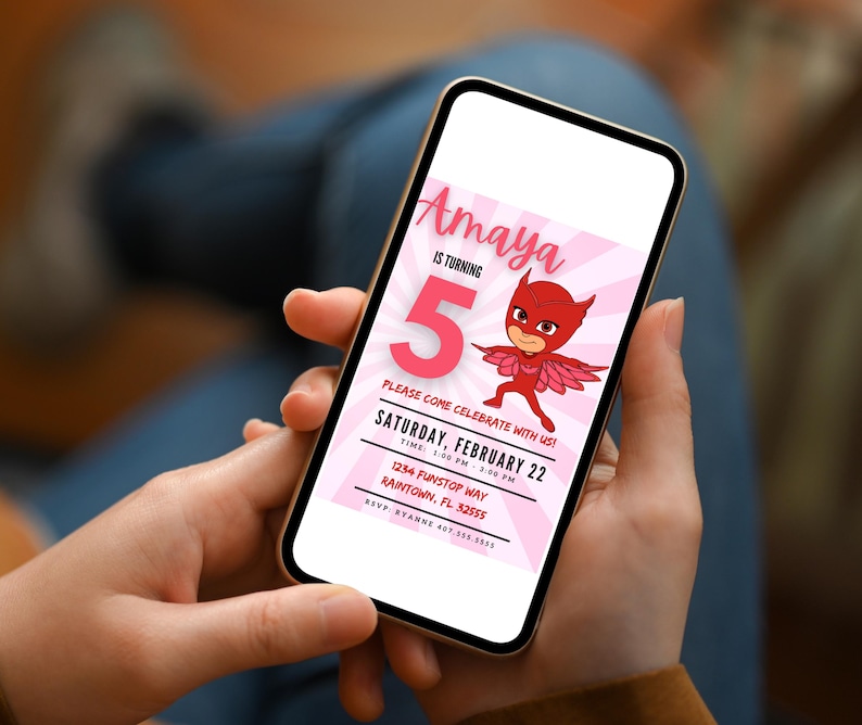Canva Editable Owlette From PJ Masks Birthday Invitation for Girls - Etsy
