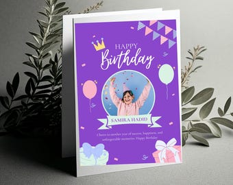 Happy Birthday Card Purple - Etsy