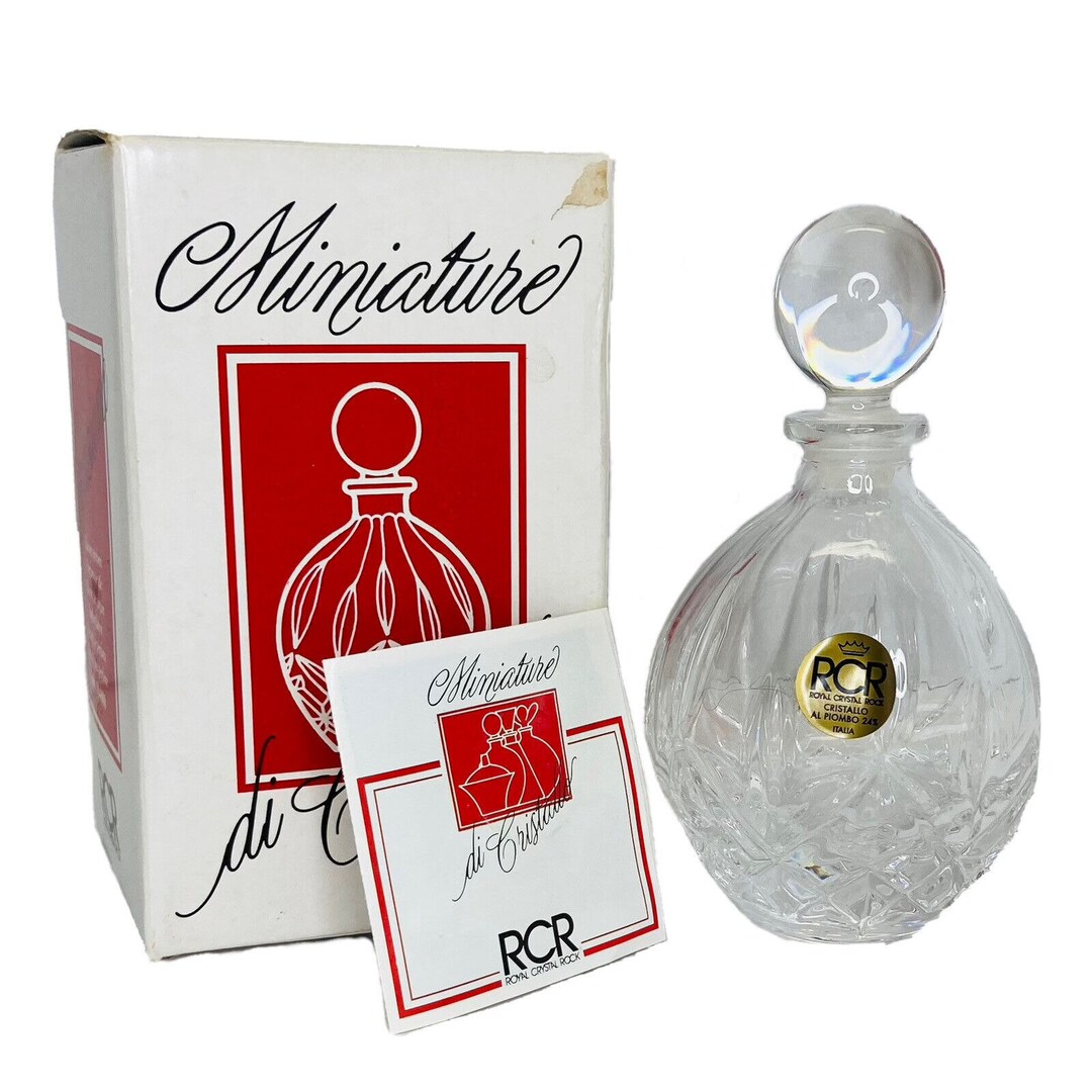 RCR Vintage Royal Crystal Rock Etched Crystal Perfume Bottle 5" MI ...