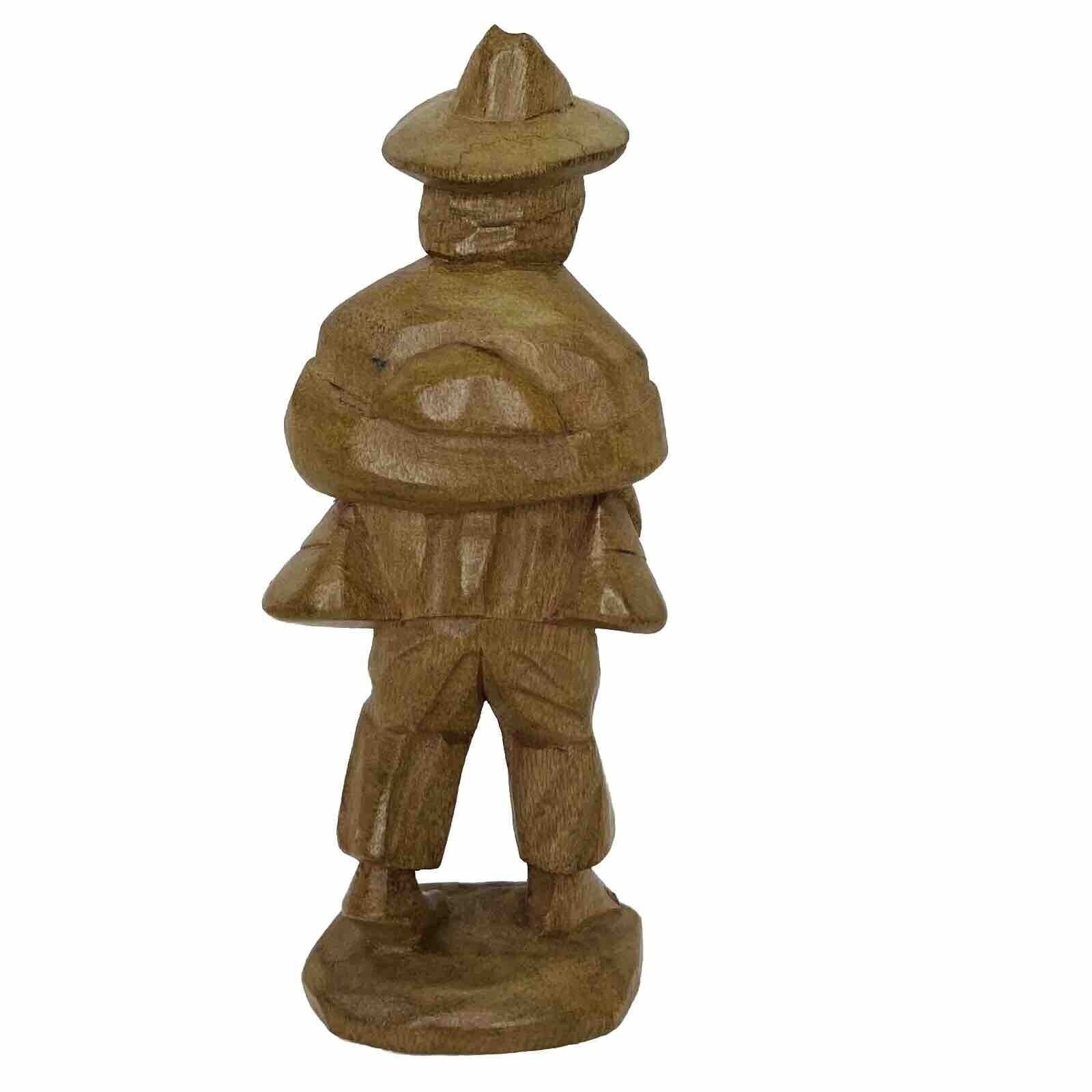 Vintage Hand Carved Wood Traveling Man/ Simple Man 4.25 Figurine Folk ...