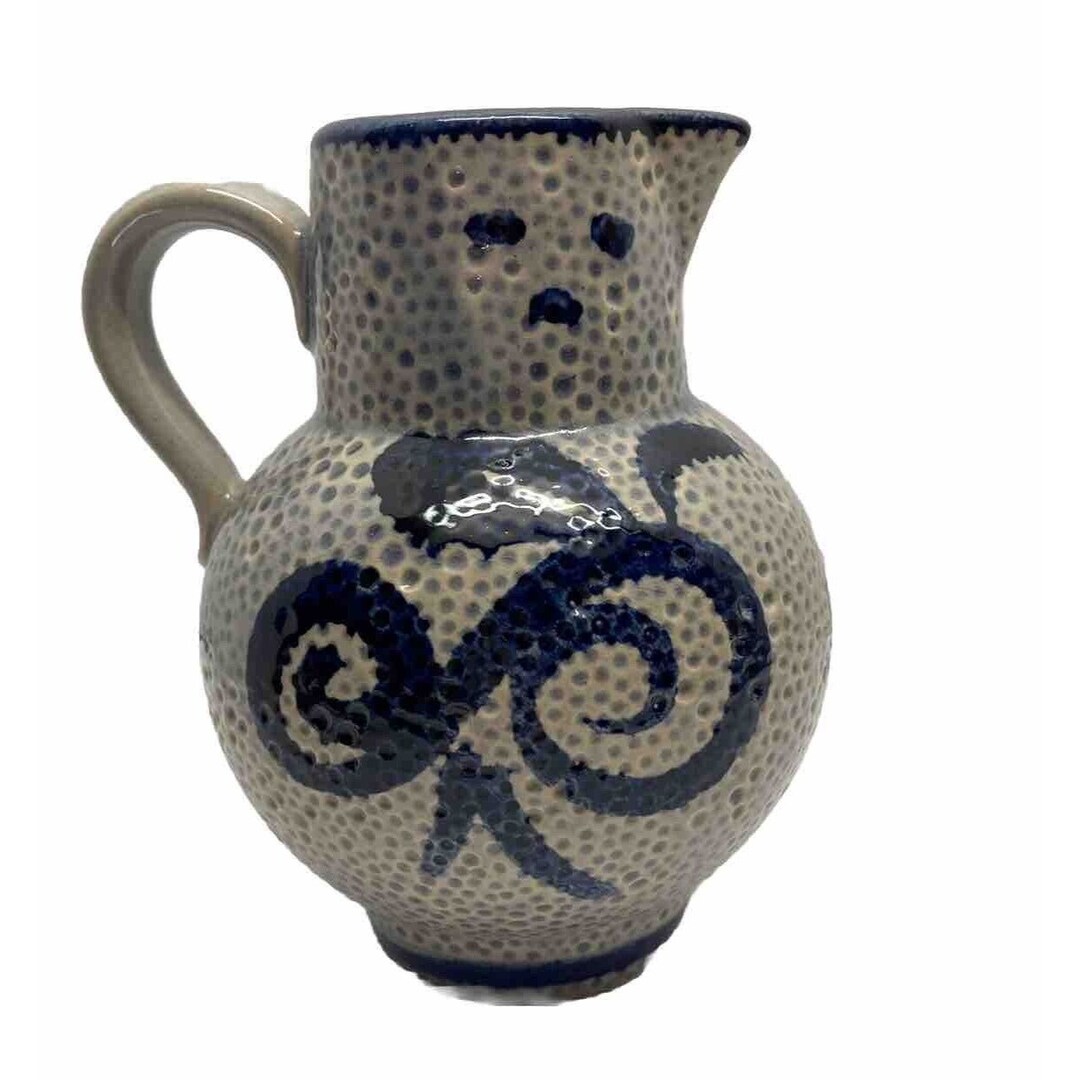 Vintage Scheurich Textured Gray/ Cobalt Blue Pitcher /jug MI West ...