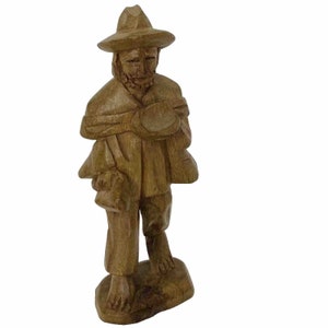 Vintage Hand Carved Wood Traveling Man/ Simple Man 4.25” Figurine Folk ...