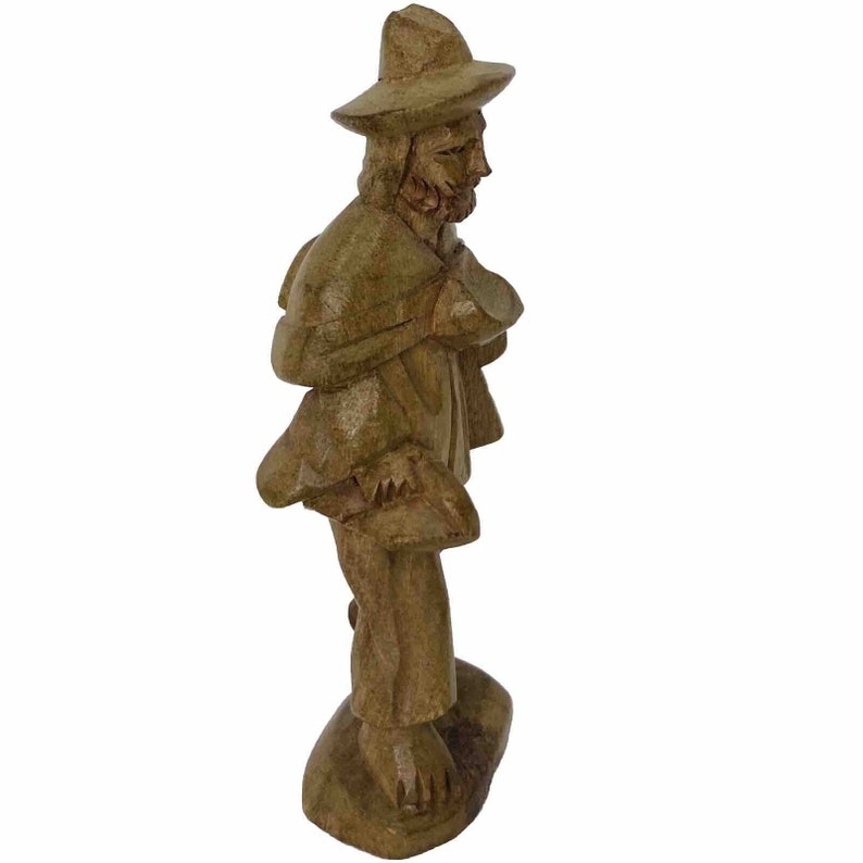 Vintage Hand Carved Wood Traveling Man/ Simple Man 4.25 Figurine Folk ...