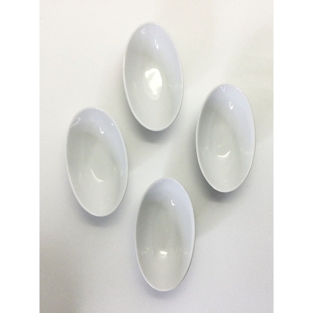 CRATE & BARREL White Porcelain 4" Oval Condiment Dipping Dishes Lot of ...