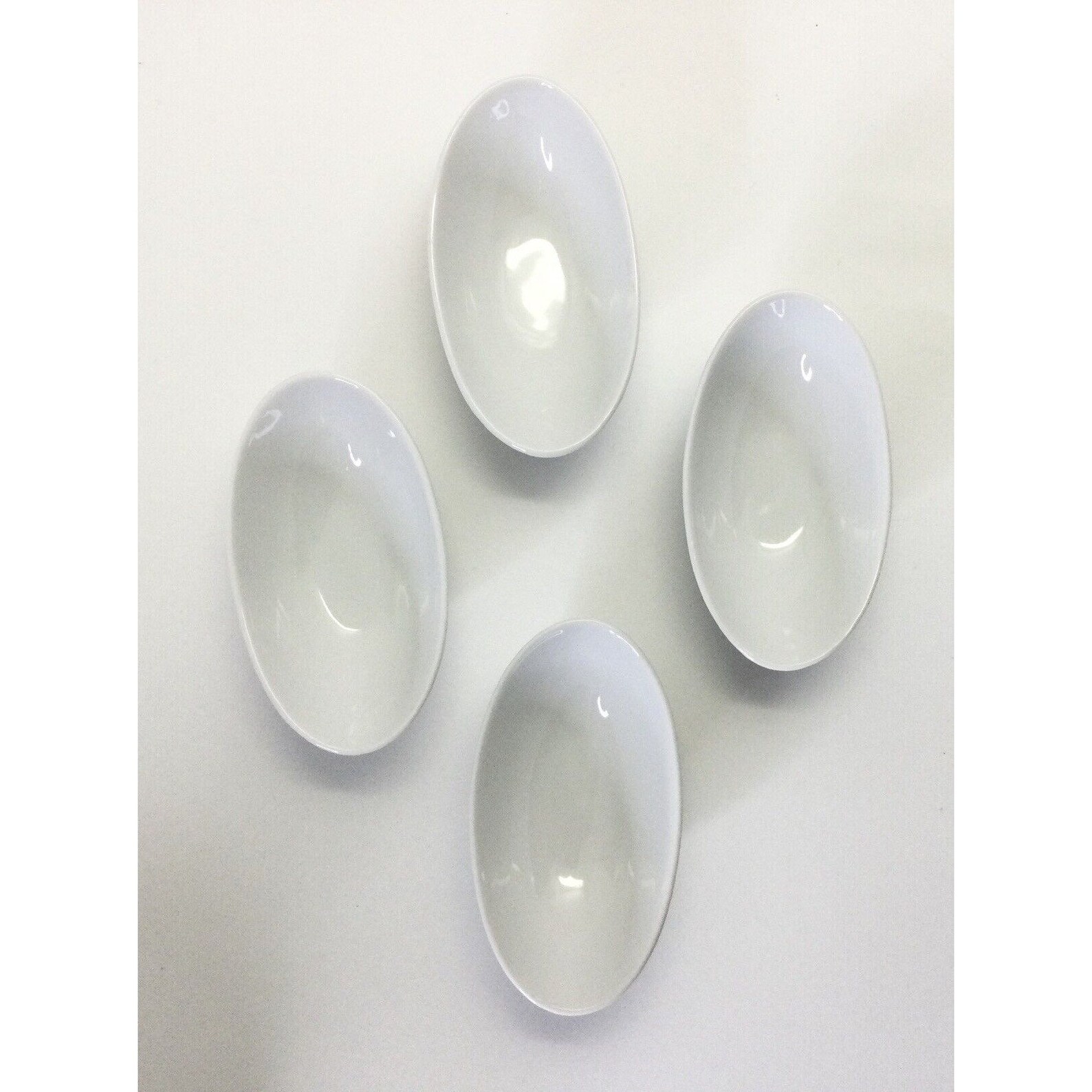 CRATE & BARREL White Porcelain 4 Oval Condiment Dipping Dishes Lot of 4 ...