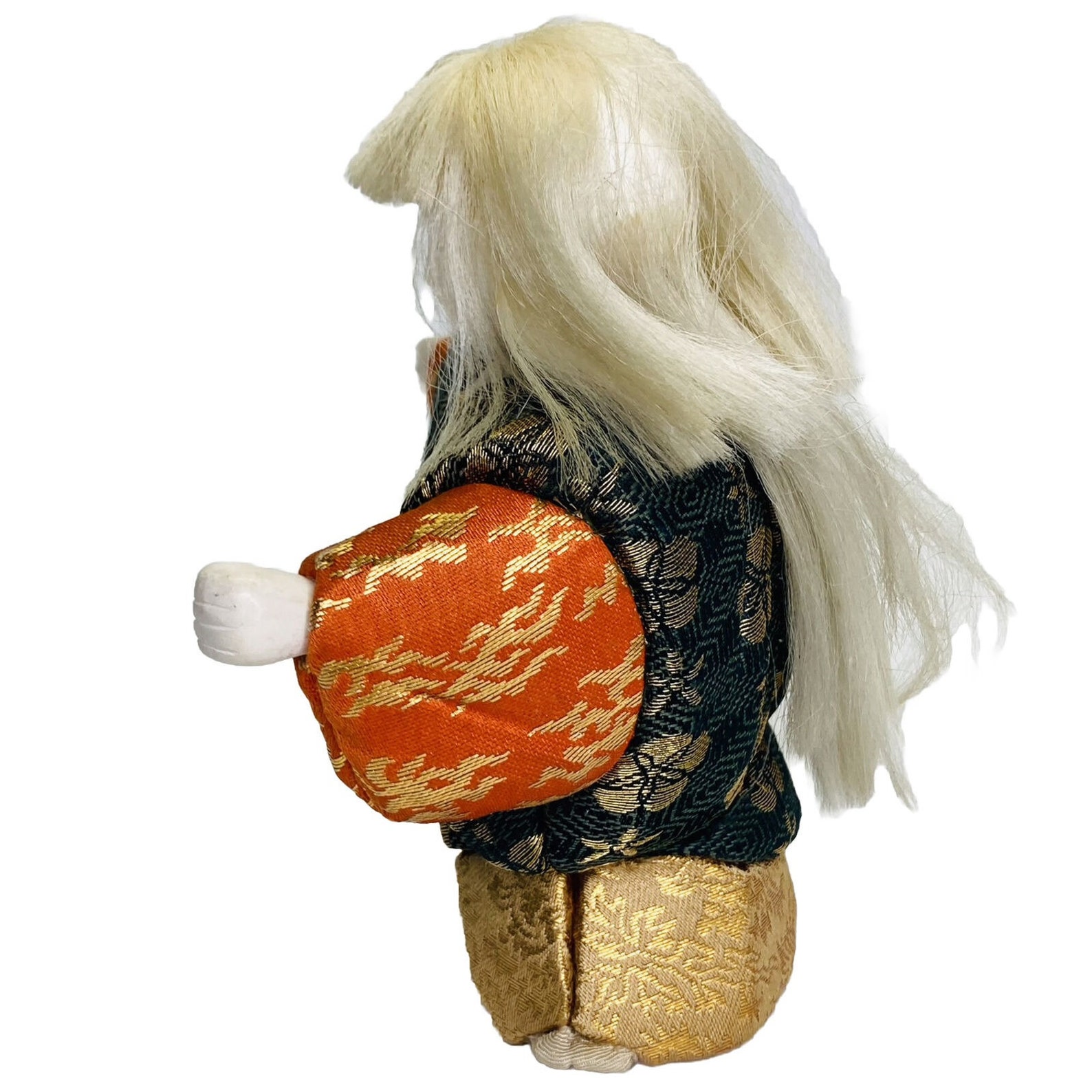 Japanese Renjishi Kabuki Doll White Mane Lion Dancer Brocade Fabric ...