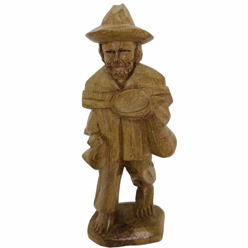 Vintage Hand Carved Wood Traveling Man/ Simple Man 4.25” Figurine Folk ...