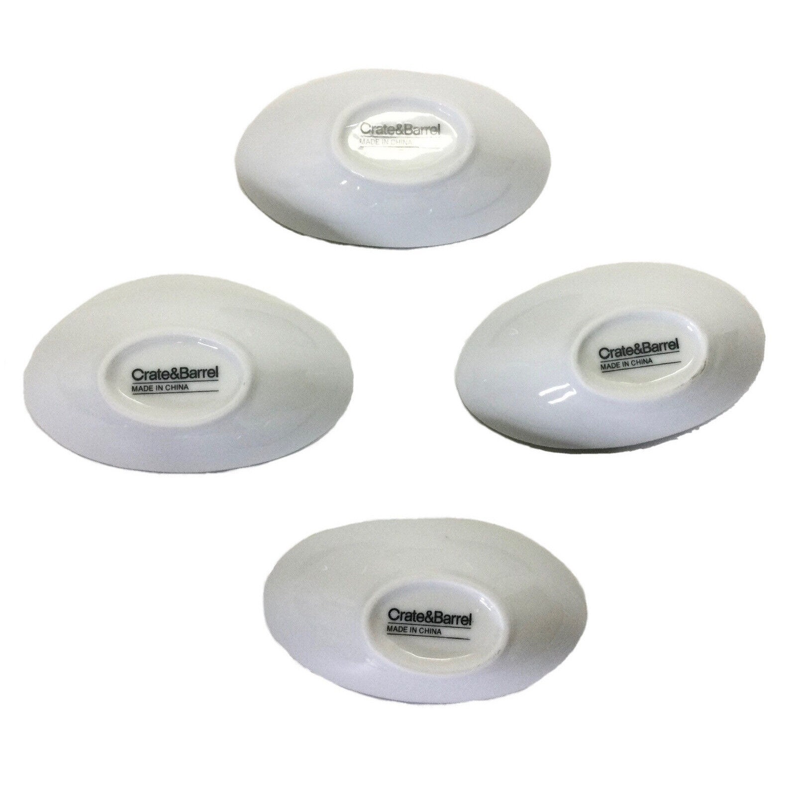CRATE & BARREL White Porcelain 4 Oval Condiment Dipping Dishes Lot of 4 ...