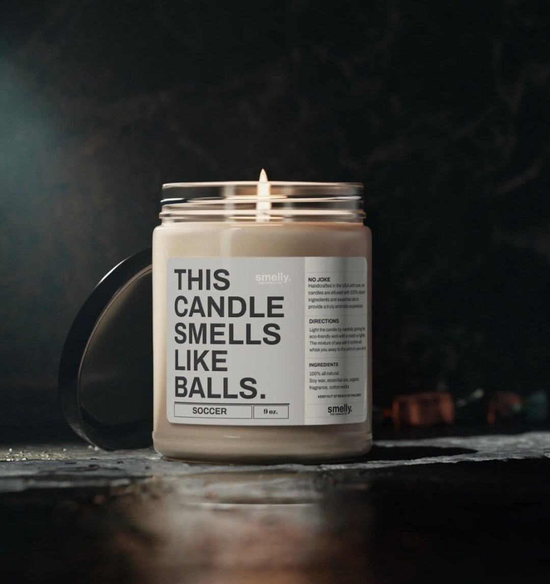 SOCCER BALL Candle Smells Like Balls 9oz Soccer Field Scented Soy ...