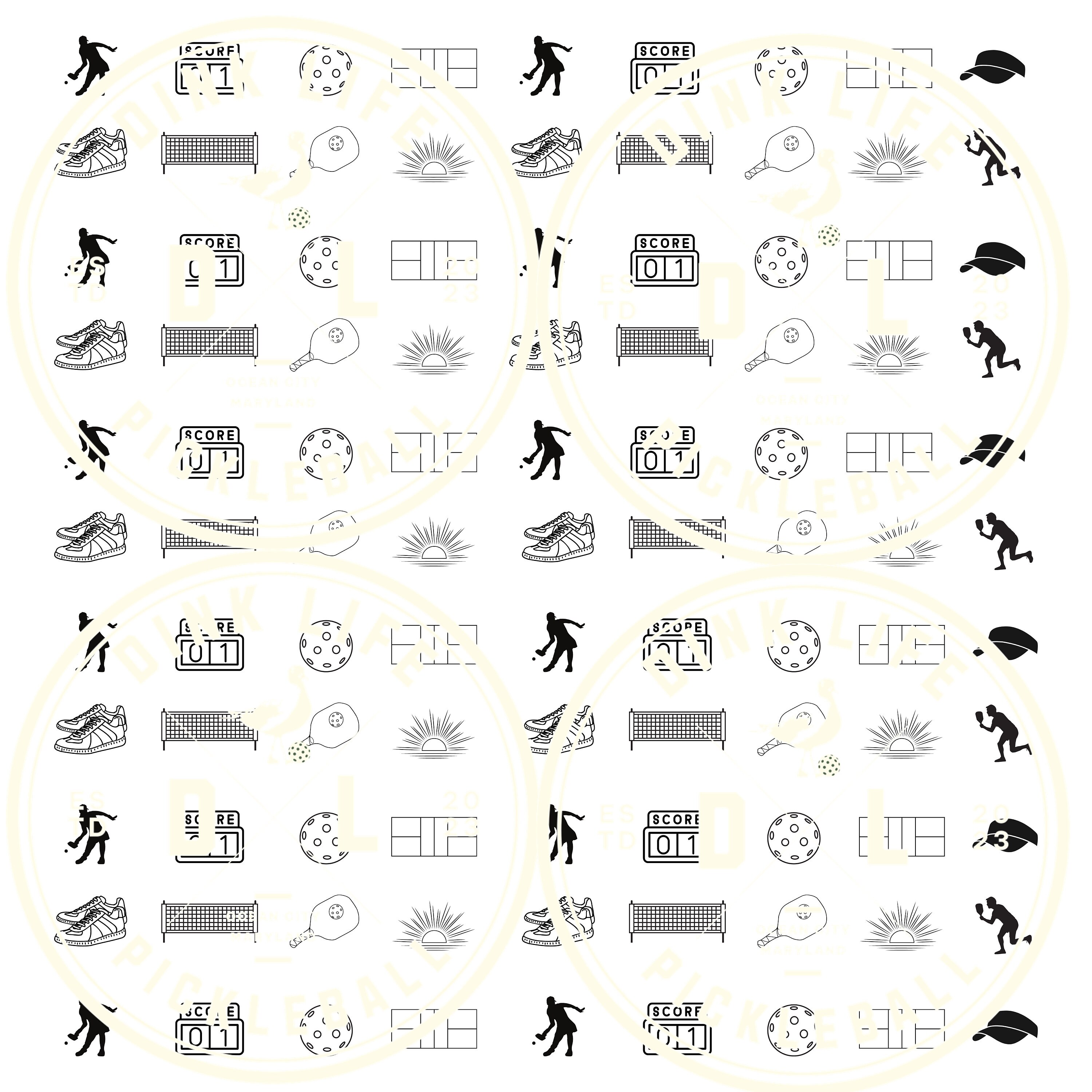 NEW Black & White Pickleball Pattern, Popular American Sports DIGITAL ...