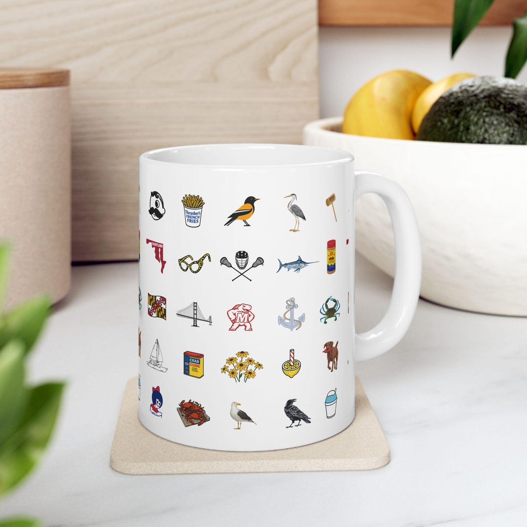 Maryland Icons Coffee Mug, Local Baltimore Annapolis Ocean City MD ...