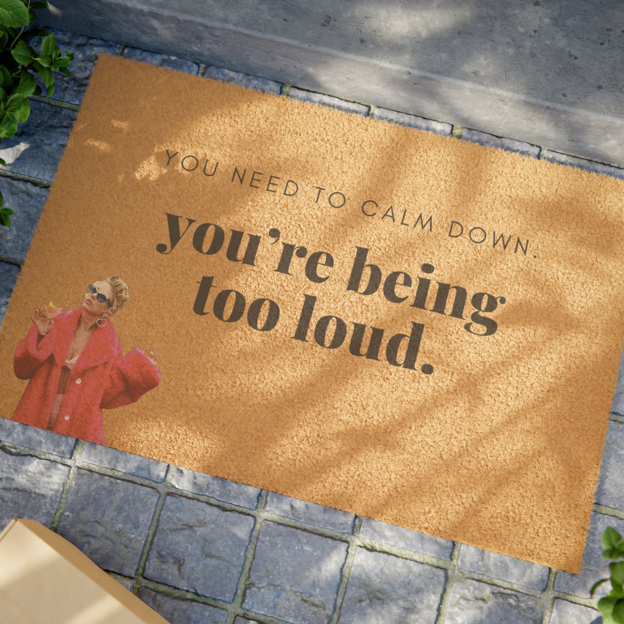 FREE SHIPPING Youre Being Too Loud Funny Welcome Mat, Need to Calm Down ...