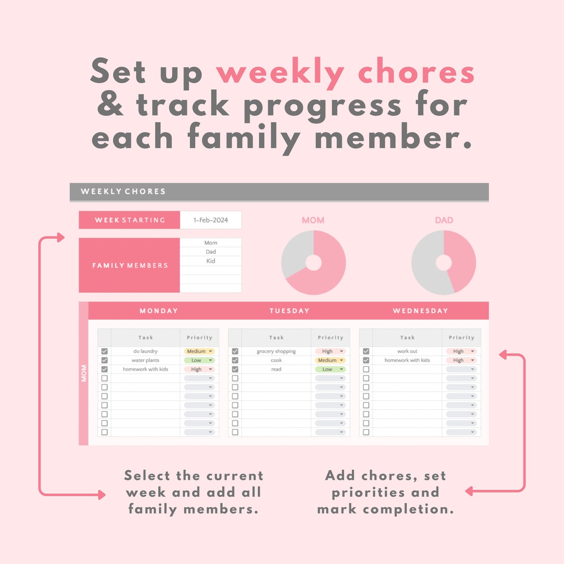 Family Chore Chart Google Sheets Family Task Tracker Checklist ...