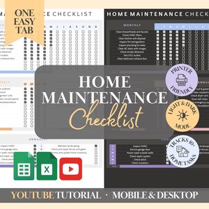 Home Maintenance Checklist Printable Maintenance Spreadsheet Home ...