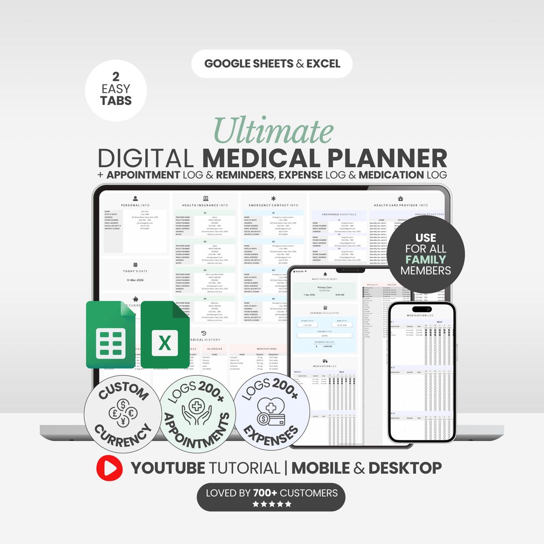 Medication Tracker Spreadsheet Medical Log Book Caregiver Binder Google ...
