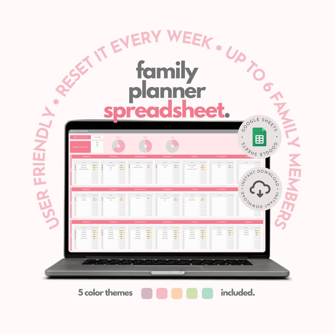 Family Chore Chart Google Sheets Family Task Tracker Checklist ...