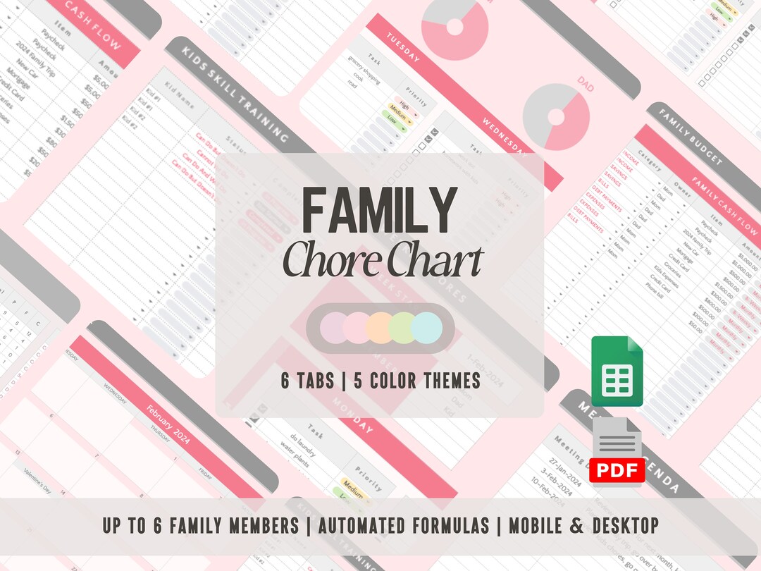 Family Chore Chart Google Sheets Family Task Tracker Checklist ...