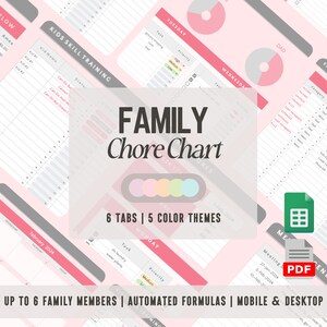 Family Chore Chart Google Sheets Family Task Tracker Checklist ...