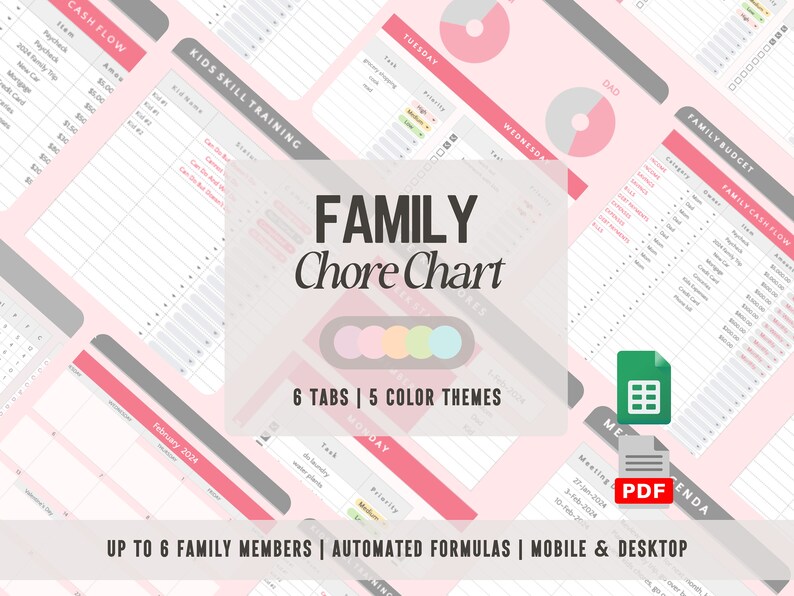 Family Chore Chart Google Sheets Family Task Tracker Checklist ...