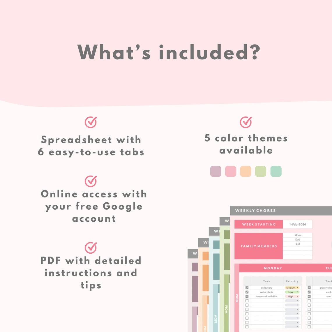 Family Chore Chart Google Sheets Family Task Tracker Checklist ...