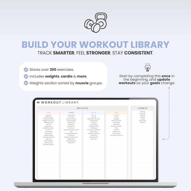 Excel Workout Tracker Digital Workout Planner Google Sheets Fitness ...