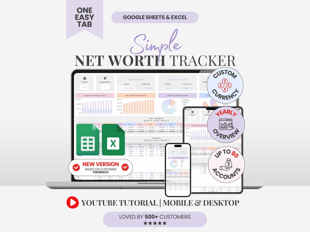 Net Worth Tracker Excel Investment Tracker Spreadsheet Net Worth ...