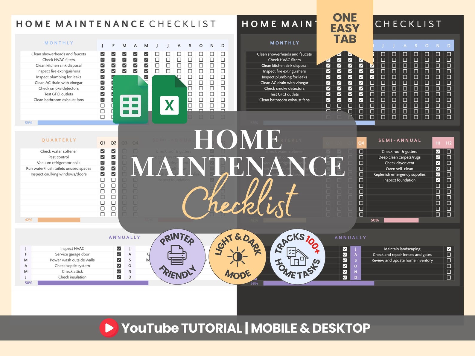 Home Maintenance Checklist Printable Maintenance Spreadsheet Home ...