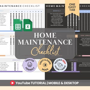 Home Maintenance Checklist Printable Maintenance Spreadsheet Home ...