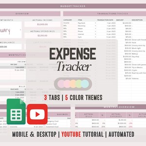Income Expense Tracker Google Sheets Bill Tracker Monthly Budget ...