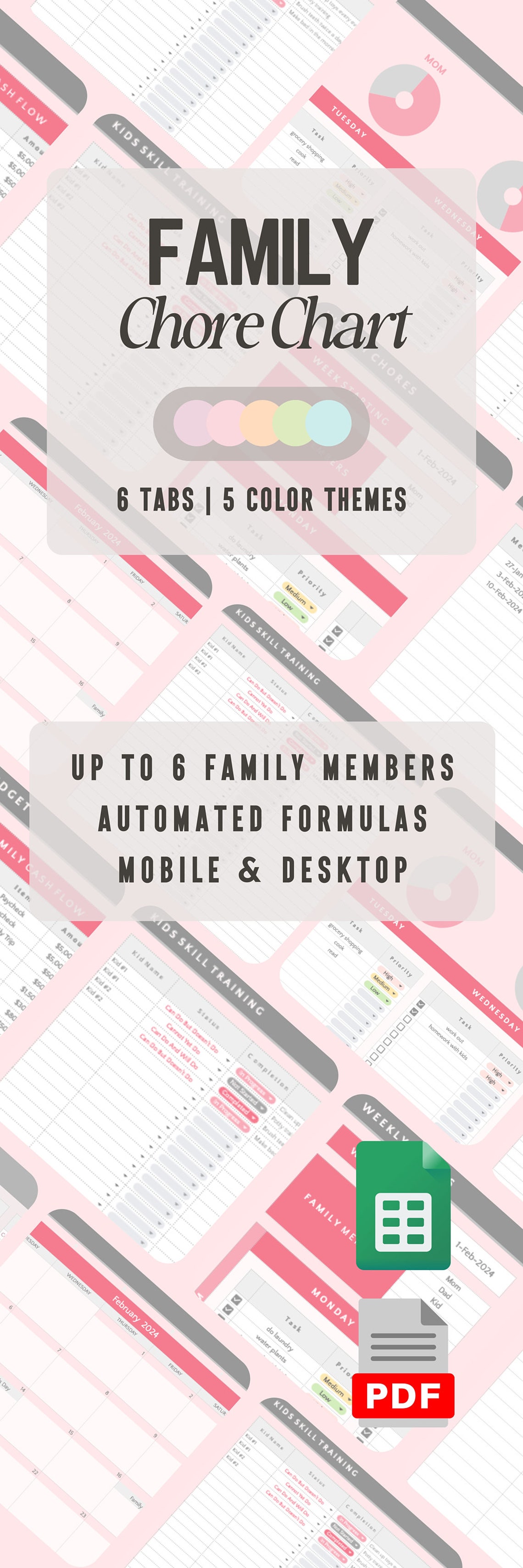 Family Chore Chart Google Sheets Family Task Tracker Checklist ...
