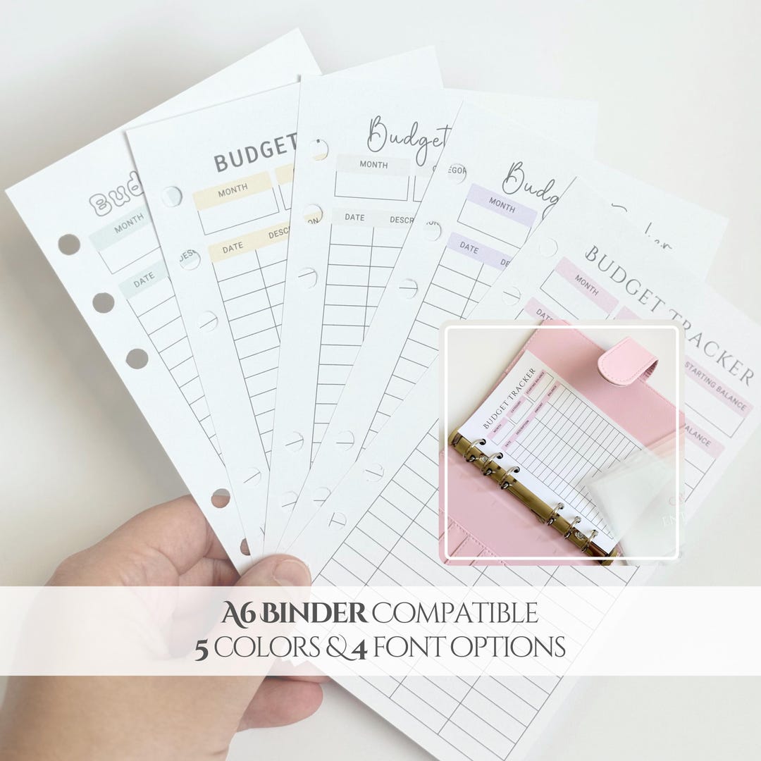 A6 Budget Tracker Sheets for Cash Envelope System Inserts Bill Tracker ...