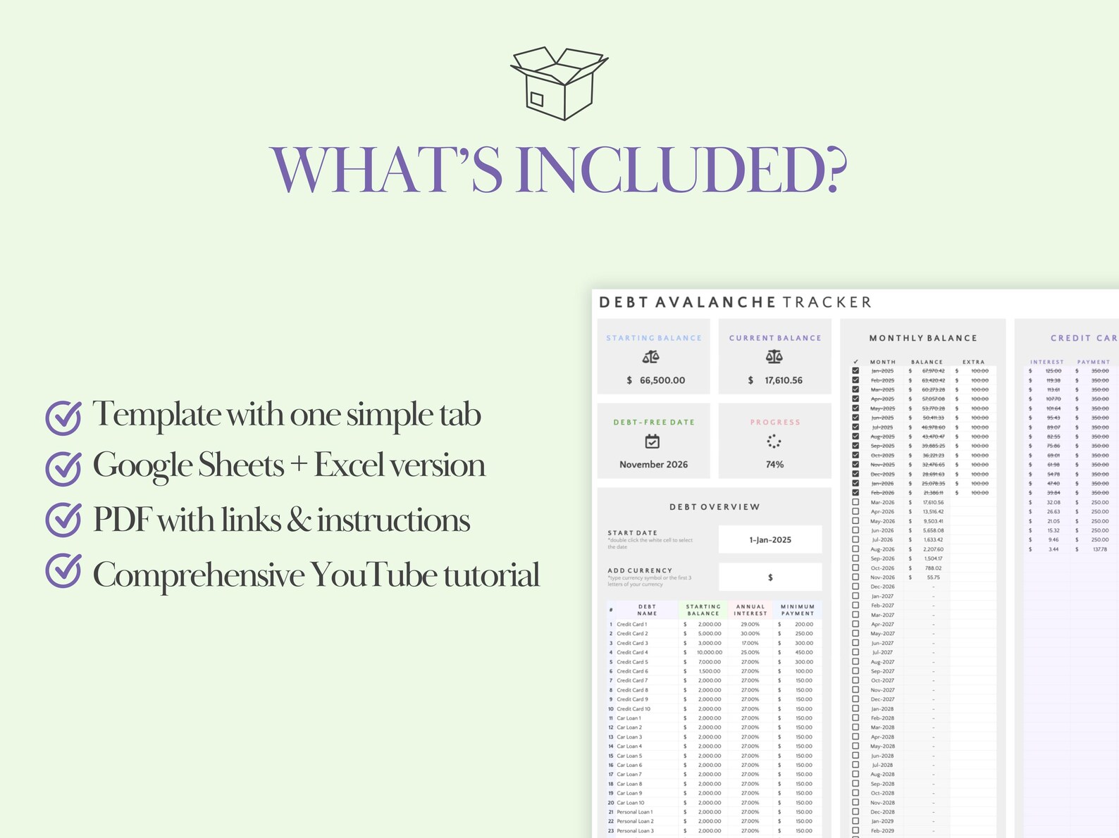 Debt Avalanche Spreadsheet Google Sheets Debt Tracker Template Debt ...