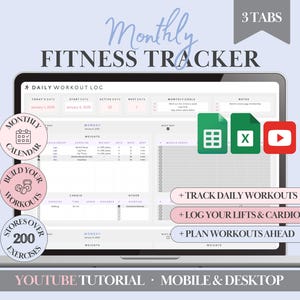 Digital Workout Planner Google Sheets Fitness Tracker Workout Log Daily ...