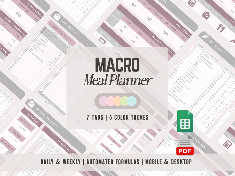 Macro Meal Planner Google Sheets Calorie Calculator Macro Tracker ...