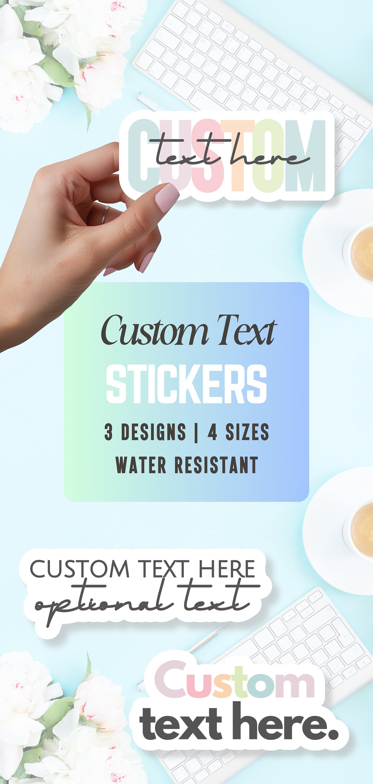 Custom Text Sticker Laptop Custom Sticker Notebook Custom Name Sticker ...