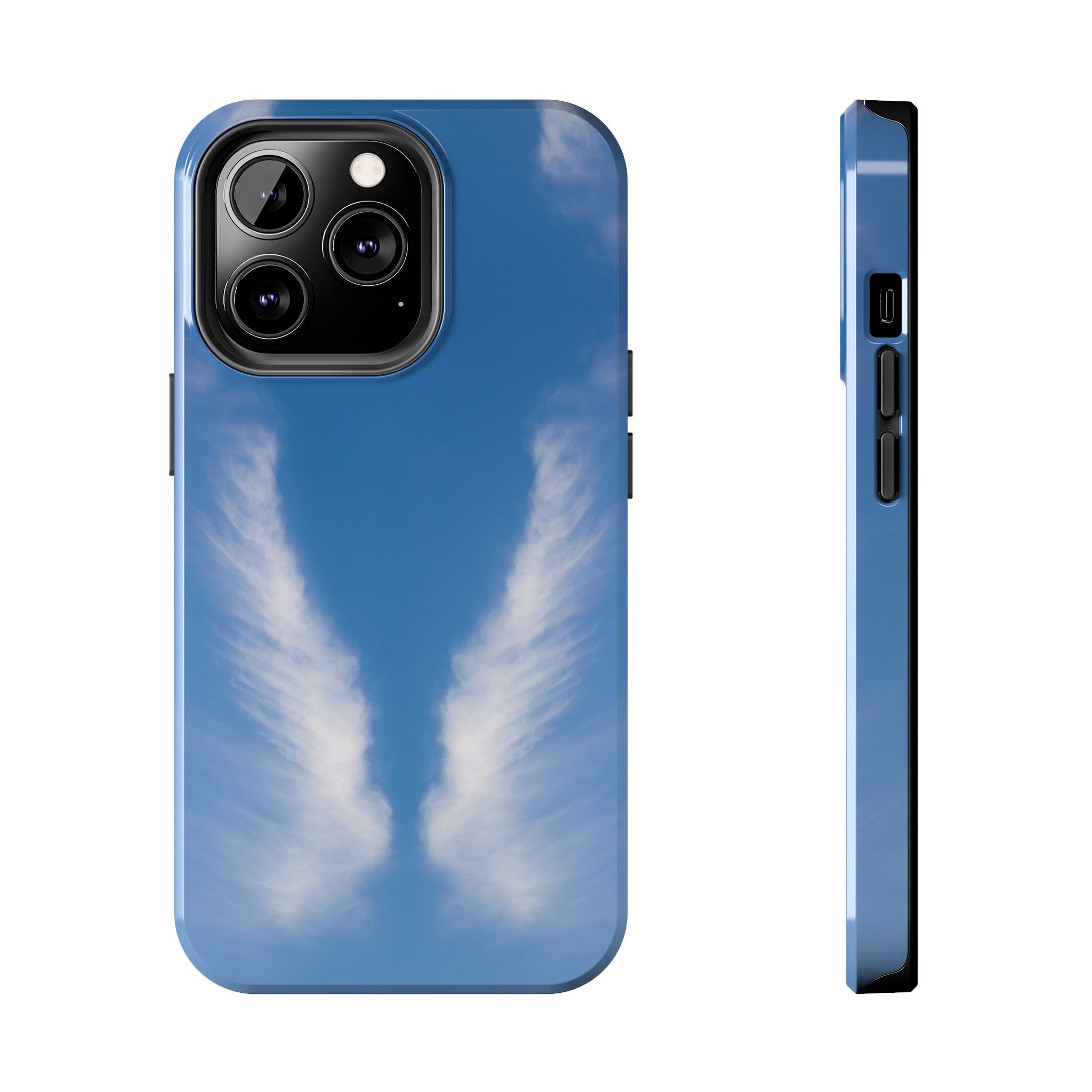 Blue Sky Angel Wings Cloud Shaped Printed Glossy iPhone Case Tough ...