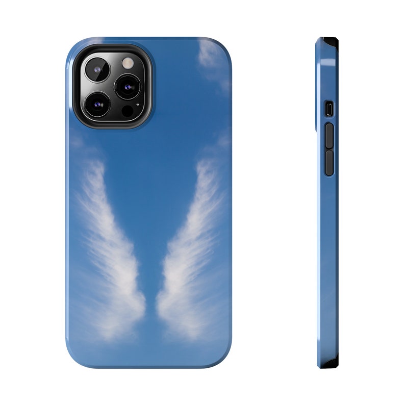 Blue Sky Angel Wings Cloud Shaped Printed Glossy iPhone Case Tough ...