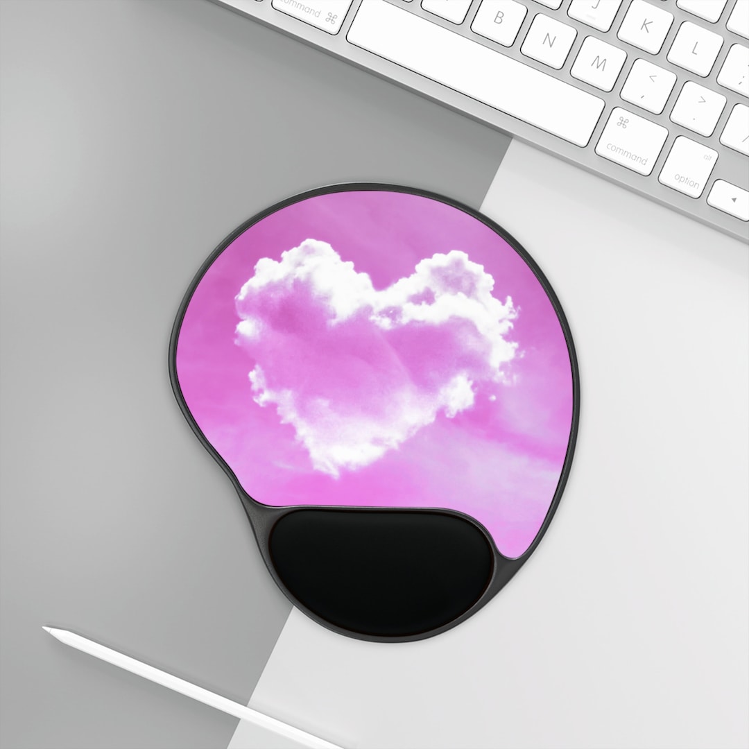 Pink Heart Cloud Fairy Mouse Pad With Wrist Rest - Etsy