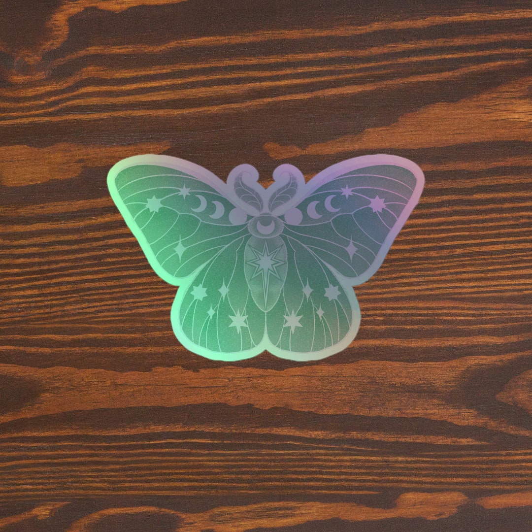 Holographic Sticker Starlit Moth Sticker Witchy Atrological - Etsy