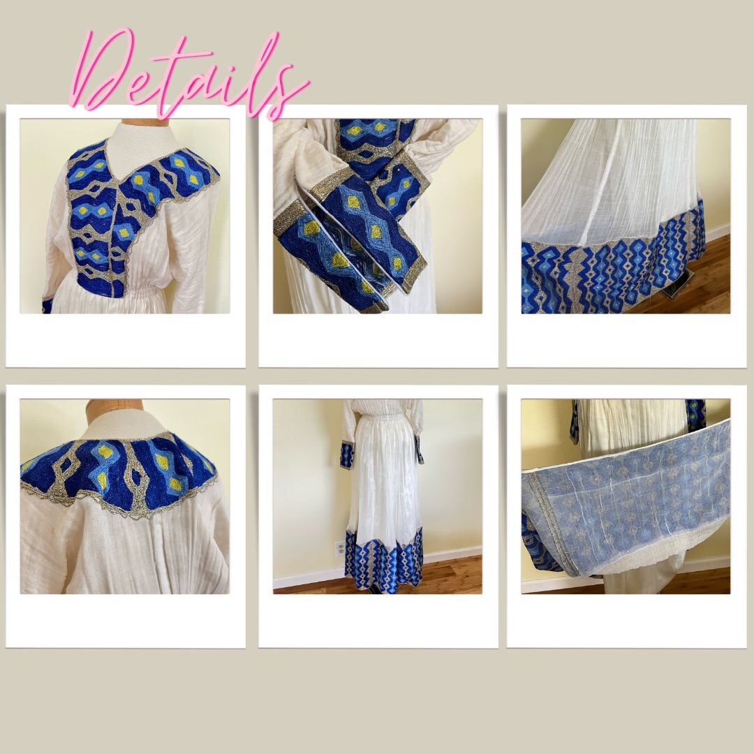 Golden Hidar | Blue & Silver Habesha Dress - Etsy