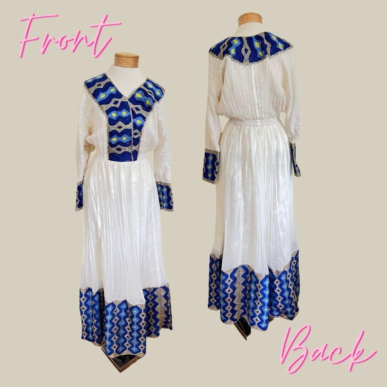 Golden Hidar | Blue & Silver Habesha Dress - Etsy