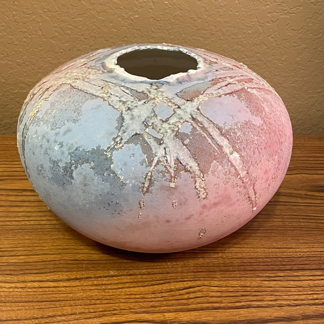 Large Vintage Tony Evans Postmodern Raku Vessel ~ Vase ~ Ceramic Art ...