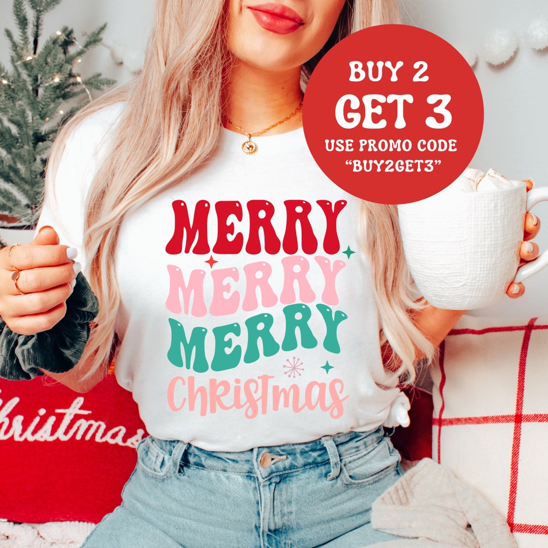Merry Merry Merry Christmas T-shirt Happy Christmas Tee - Etsy