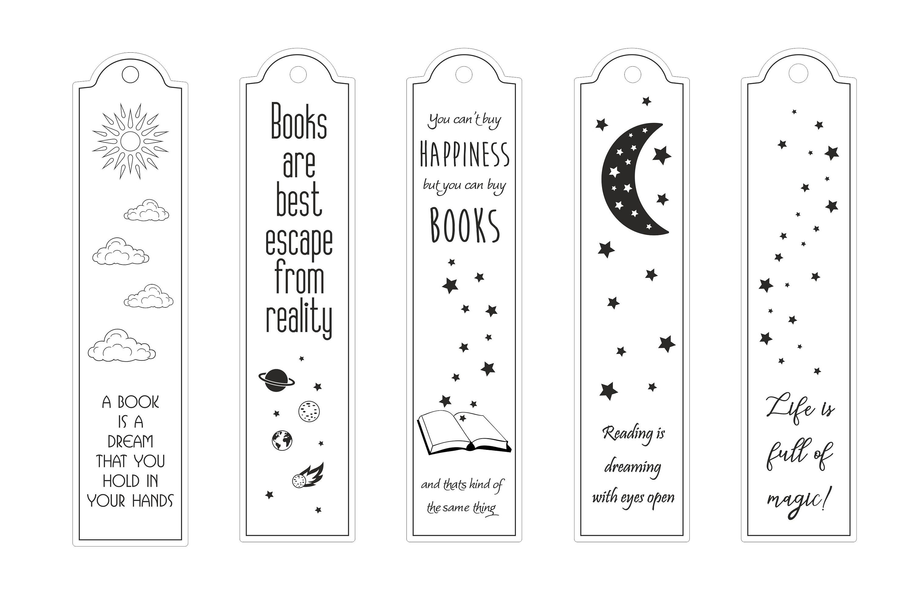 Bookmark File Set. It Includes 5 Original Bookmark Designs. Pdf, Cdr ...