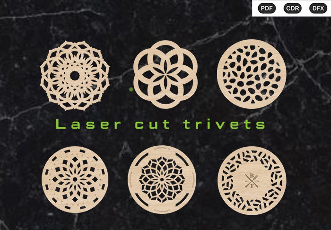 Coaster Laser Cut File Design Trivet Laser Cut Bundle Housewarming Gift ...