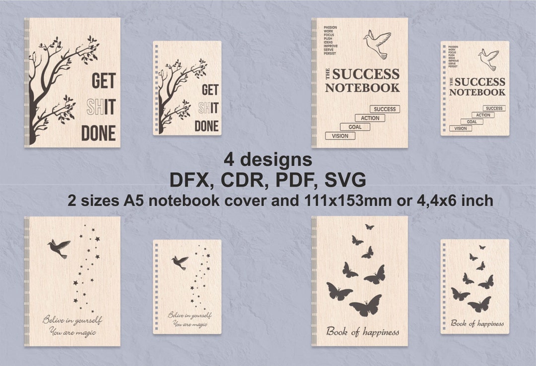 Laser Cut Notebook Cover Templates, Self-improvement Topic. Digital ...